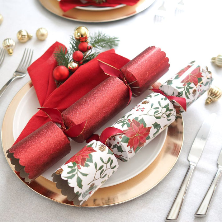 Regency Luxury Crackers & Bonbons - Poinsettia Sparkle (Set of 6 ...